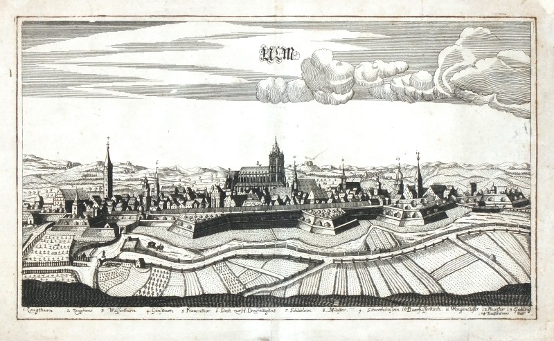 Antique map - Ulm, copperplate engraving, ca. 1700