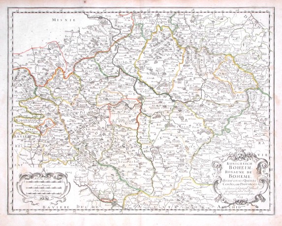 Alte Landkarte - Konigreich Boheim. Royaume de Boheme