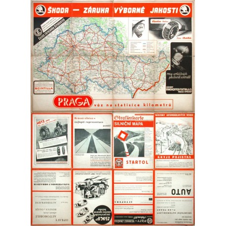 Protektorát Čechy a Morava. Silniční mapa pro motoristy