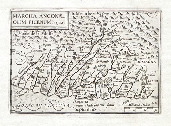 Antique map - Marche Ancona Marcha Anconae olim Picenum. 1572 Visscher ...