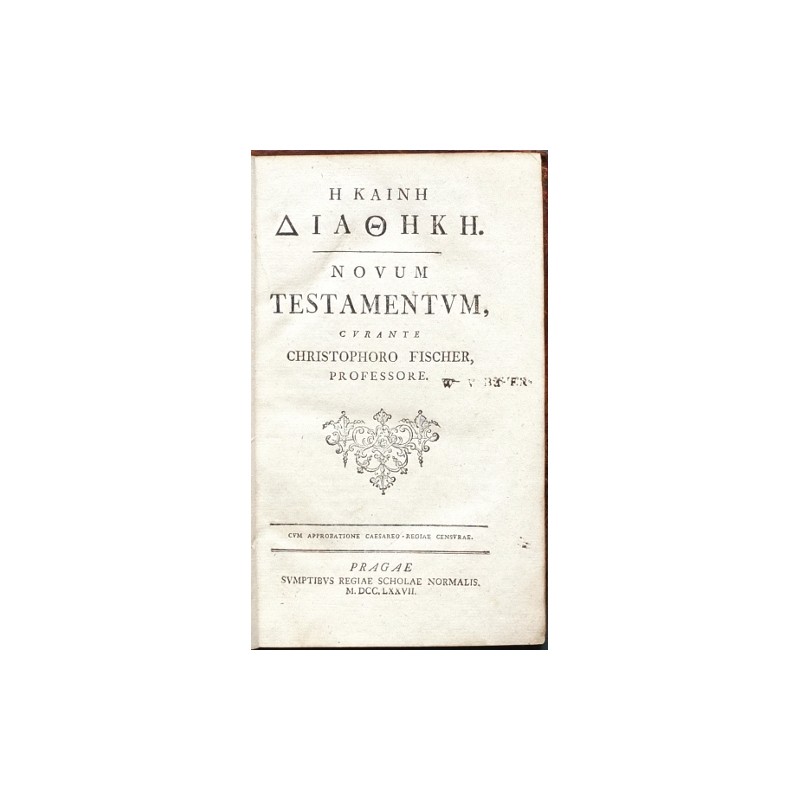 He Kaine Diatheke Novum Testamentum Fischer Biblia Graeca Bohemika