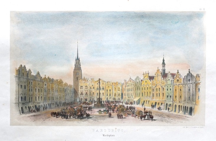 Pardubitz Pardubice Pernštýnské náměstí litografie 1868